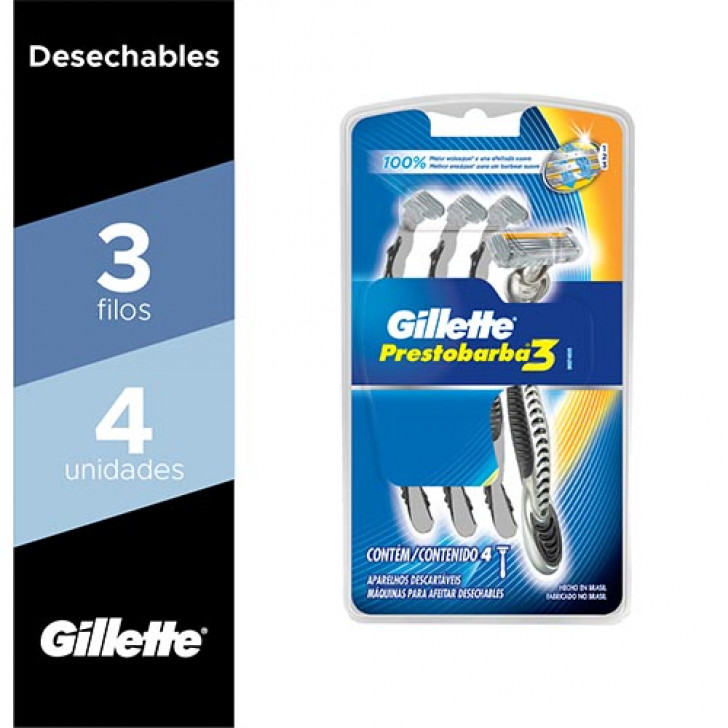 SalemmaOnline | MAQUINA PRESTOBARBA 3 HOMBRE X 4 UNIDADES